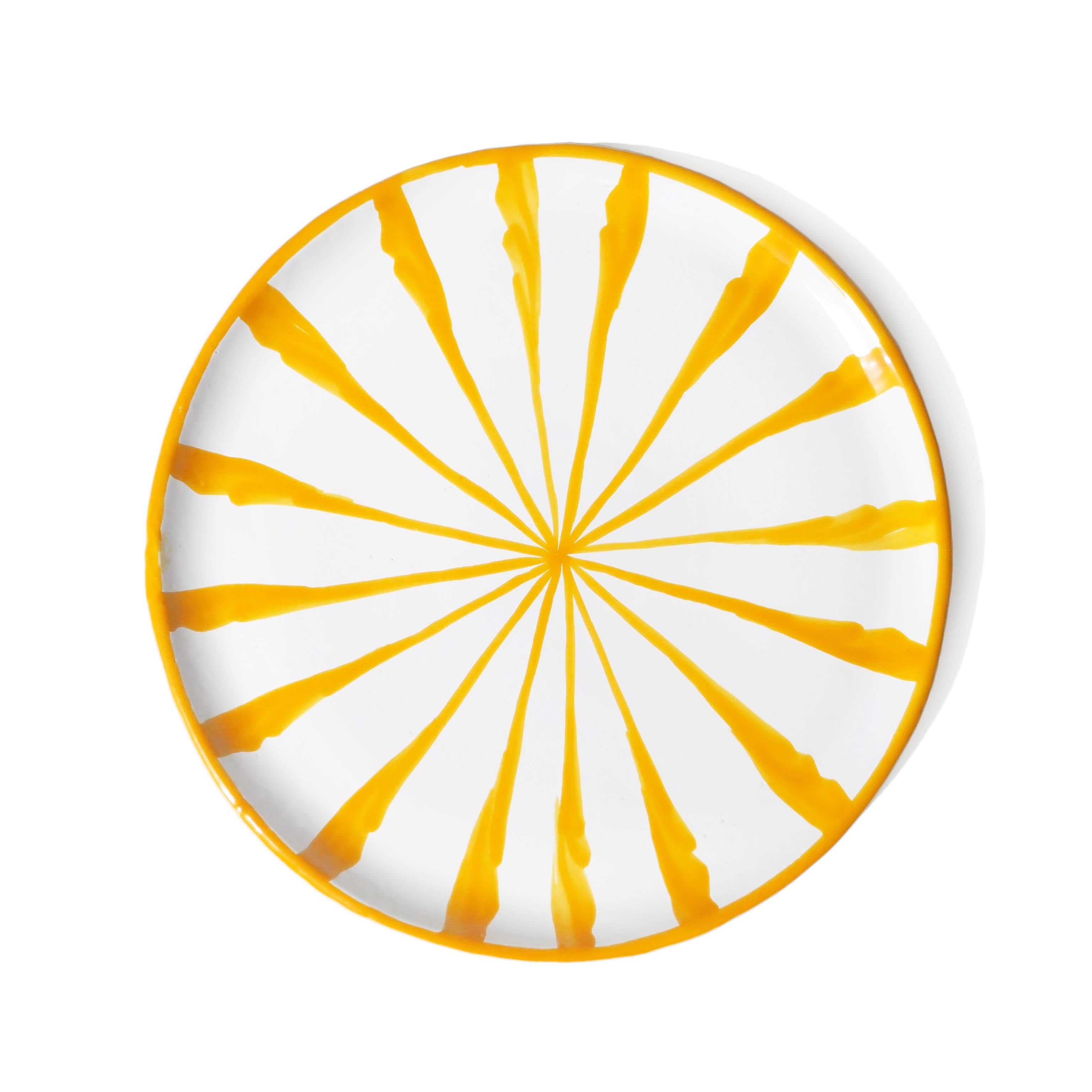 Yellow Striped Dinner Plates (Set of 4) – Belevivi